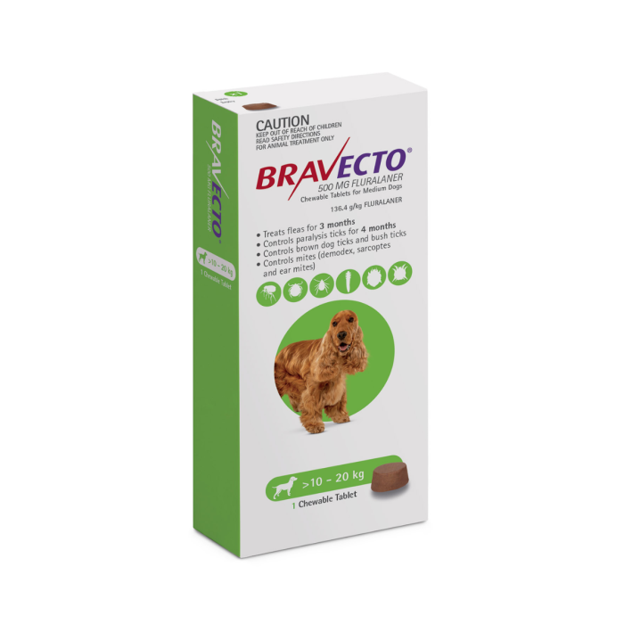 Bravecto Chewables Dog Medium 22 - 44lbs Green