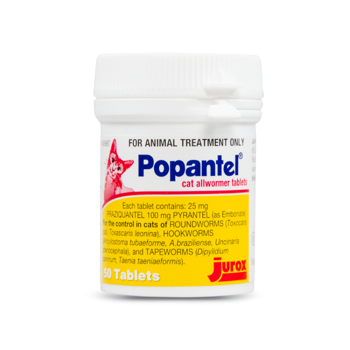 Popantel Allwormer Cat 11 lbs 50 Tablets VetShopmax